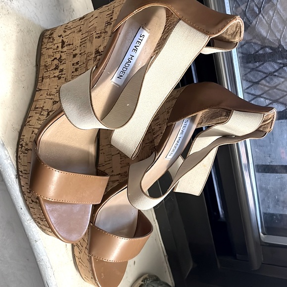 Steve Madden | Shoes | Size 5 Steve Madden Tan Beach Heels | Poshmark